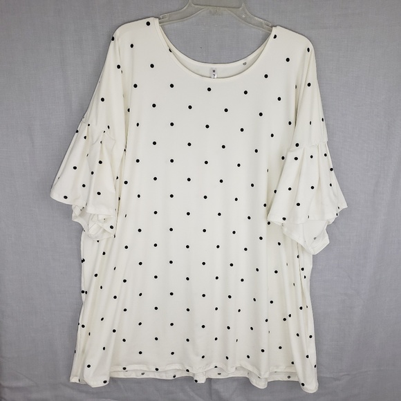 Piphany | Tops | 2x Piphany Top Black White Polka Dot Ruffle Sleeve ...